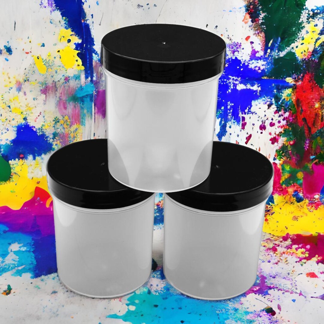 6 X 250ml 8oz Plastic Craft Jars - Screw Lid - Refillable Pots - Paint ...