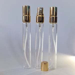 10ml Clear Glass Spray Bottle With Gold Cap - Refillable Small Perfume ...