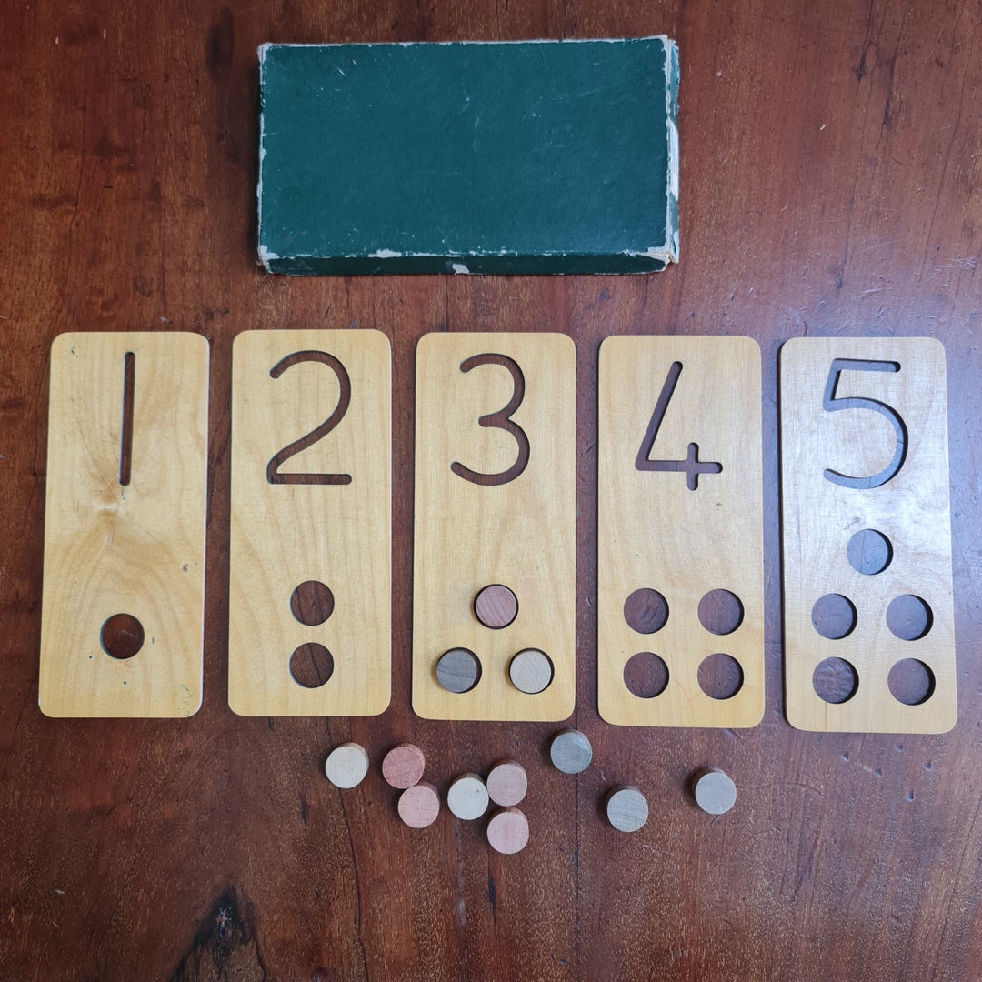 Vintage Wooden Number Counting Stencil Set - Educational Learning Tool ...