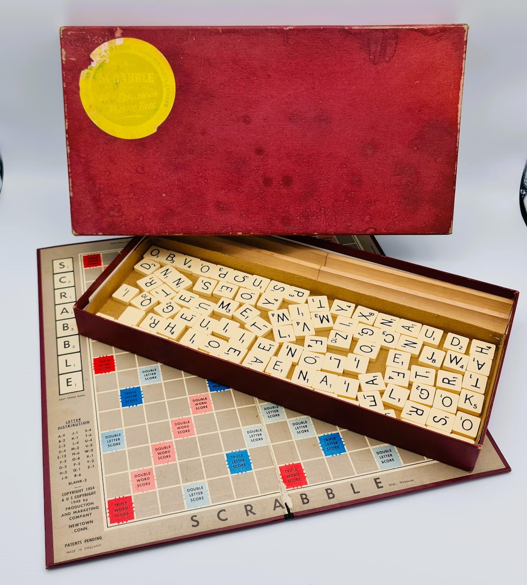 Vintage Red Box Scrabble Game - JW Spear & Son England - 1950s New ...