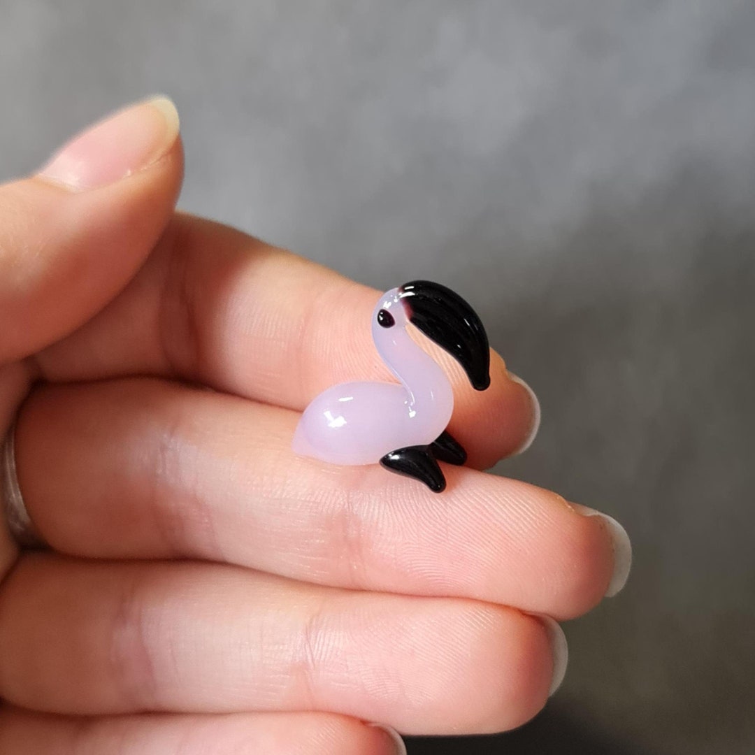 Mini One Inch Pink Glass Flamingo - Cute Little Handmade Glass Animal ...