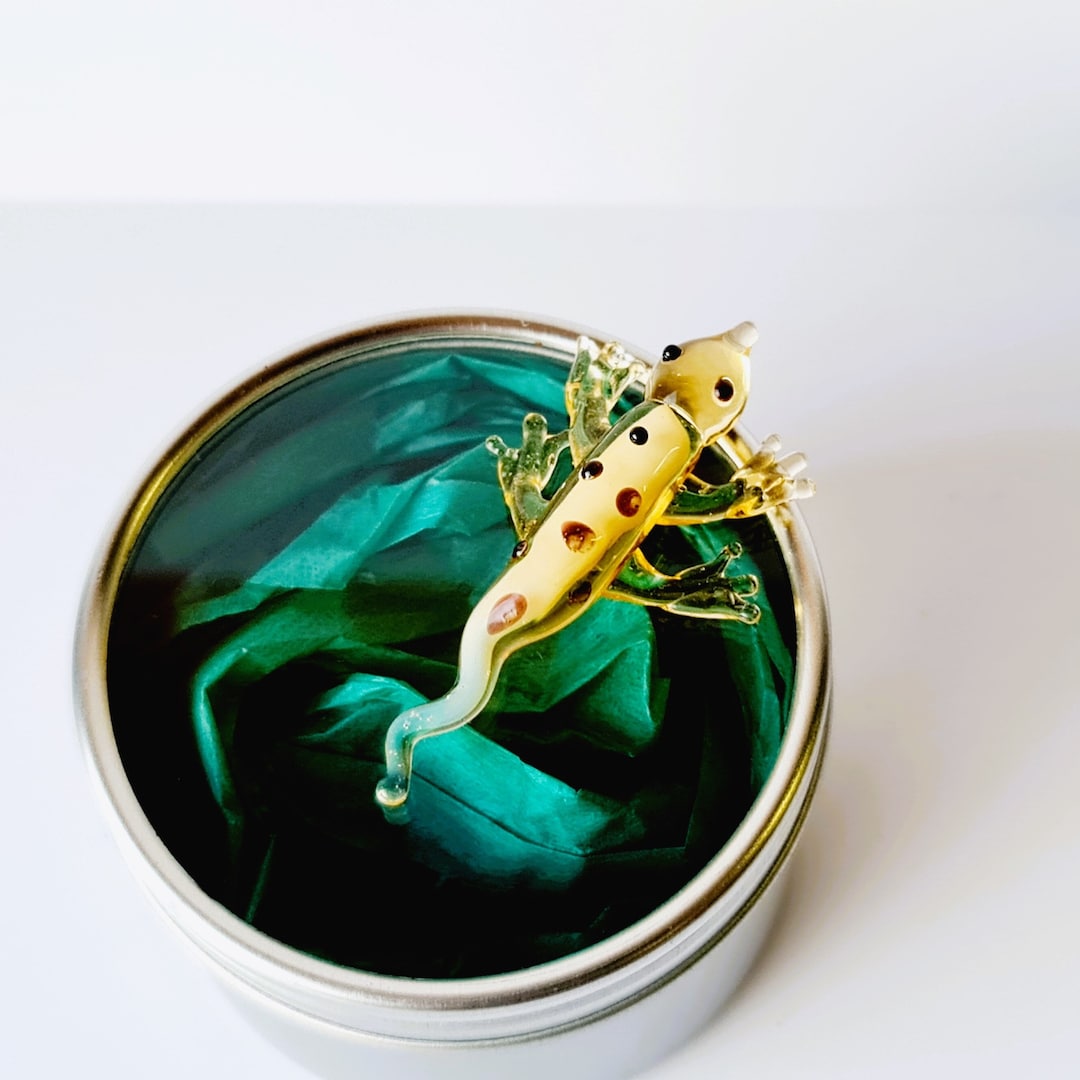 Mini Glass Gecko in Gift Tin - Cute Little Handmade Glass Animal ...