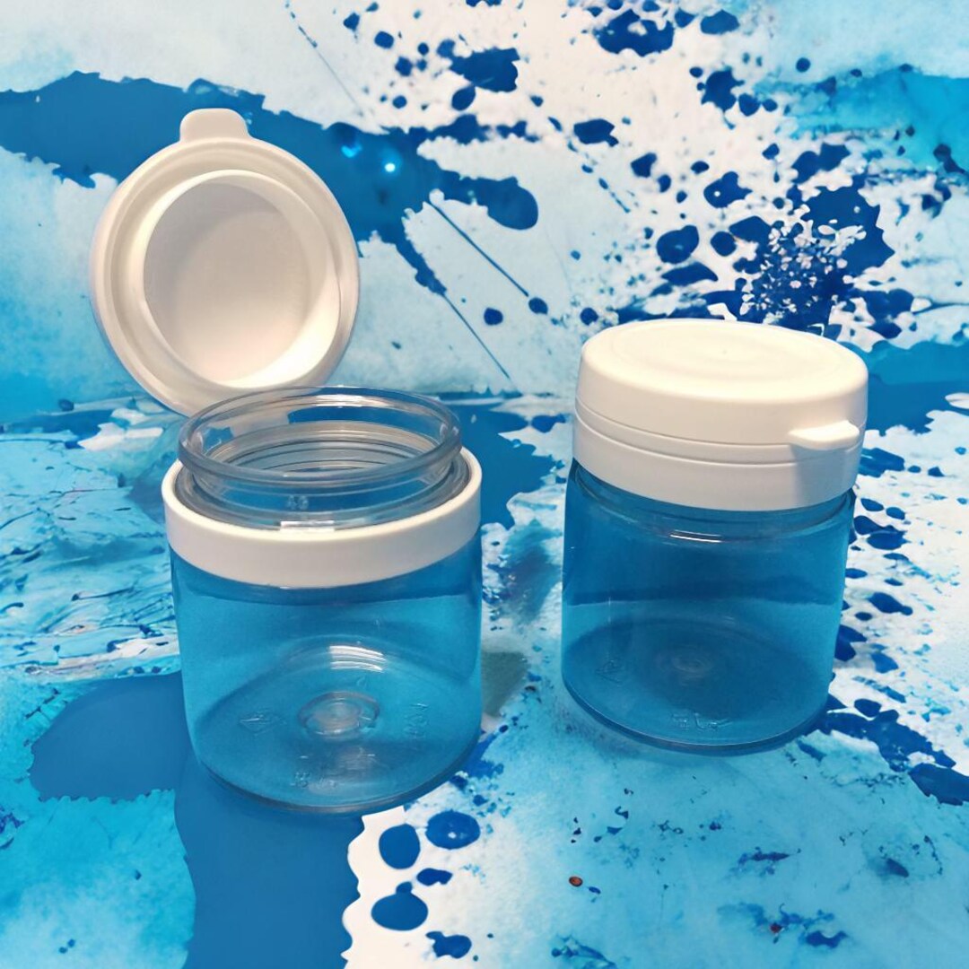 50ml Clear Plastic Pots With Hinged Flip Top Lid Refillable Paint/ink ...