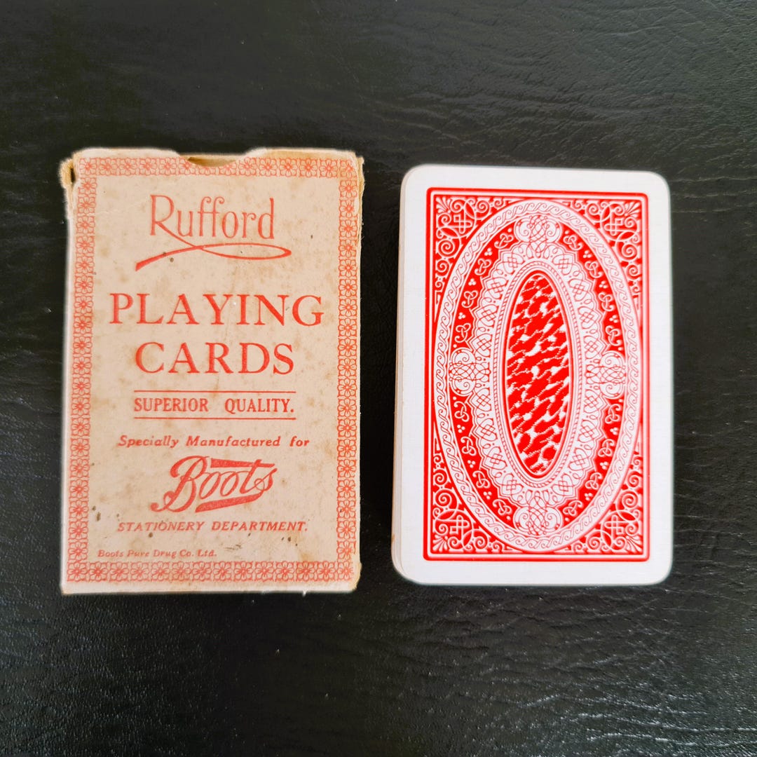 Vintage Rufford Boots Playing Cards Red Backs Complete Deck Boxed With ...