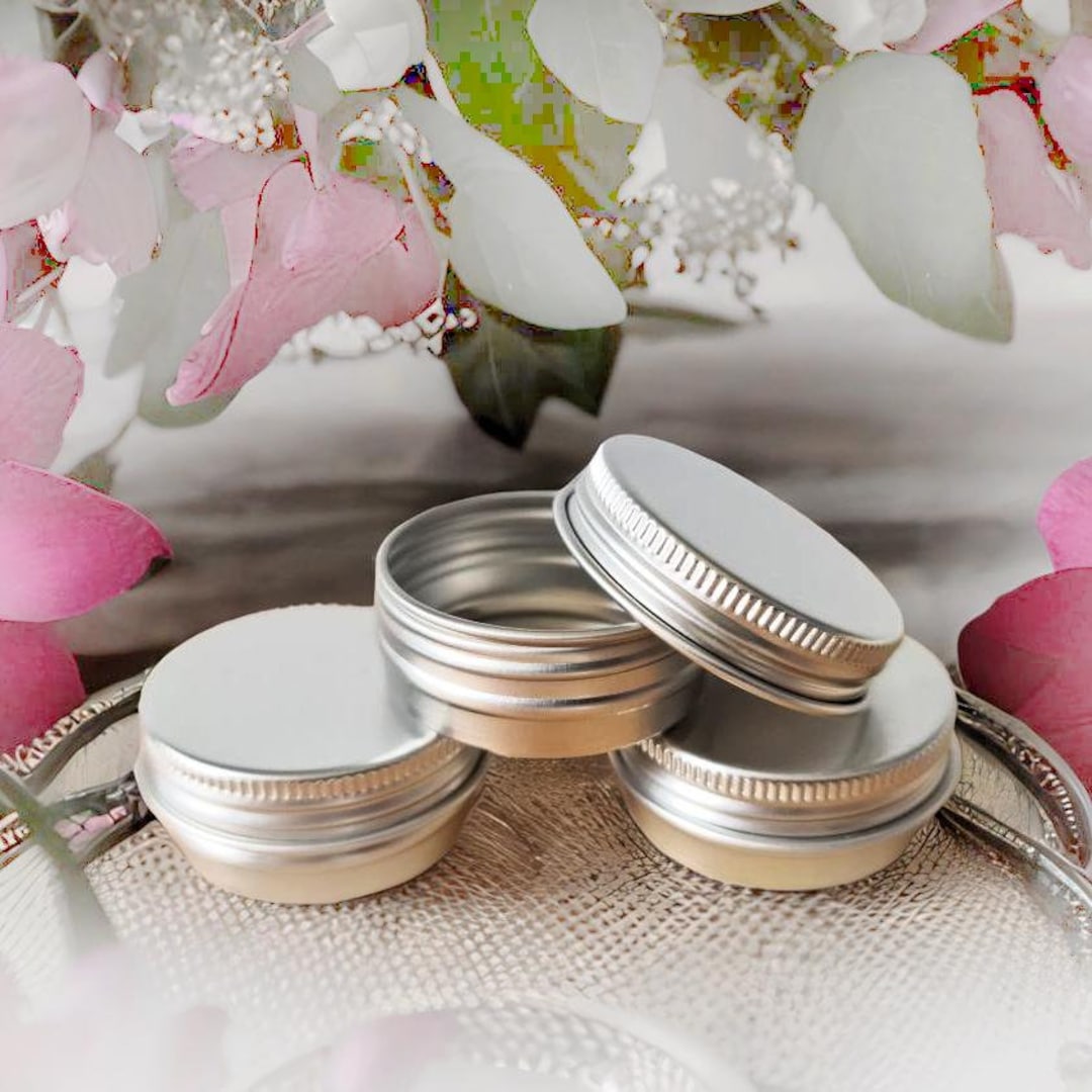 5 X Mini 10ml Lip Balm Tins Screw Lid - Round Metal Silver Pots ...