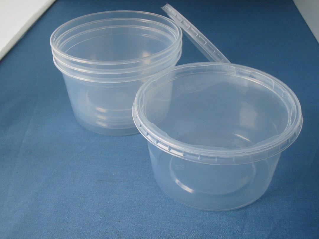 STOCK CLEARANCE 350ml Clear Plastic Pot With Snap on Lid Pack of 10/50 ...