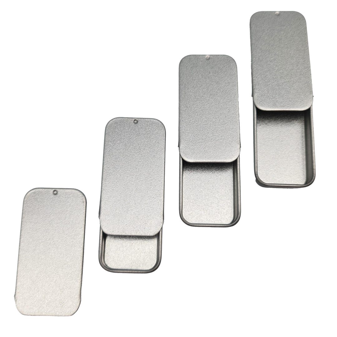 50 X Mini 10ml Rectangular Tin - Sliding Lid - Pill Box/lip Balm/sweets ...