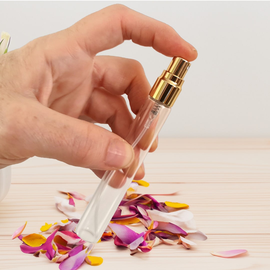 10ml Clear Glass Spray Bottle With Gold Cap - Refillable Small Perfume ...