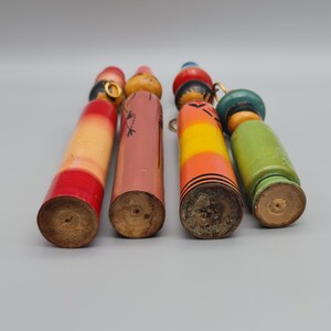 4 X Vintage Egyptian Spindle Dolls - Wooden Spool Folk Art - Hand ...