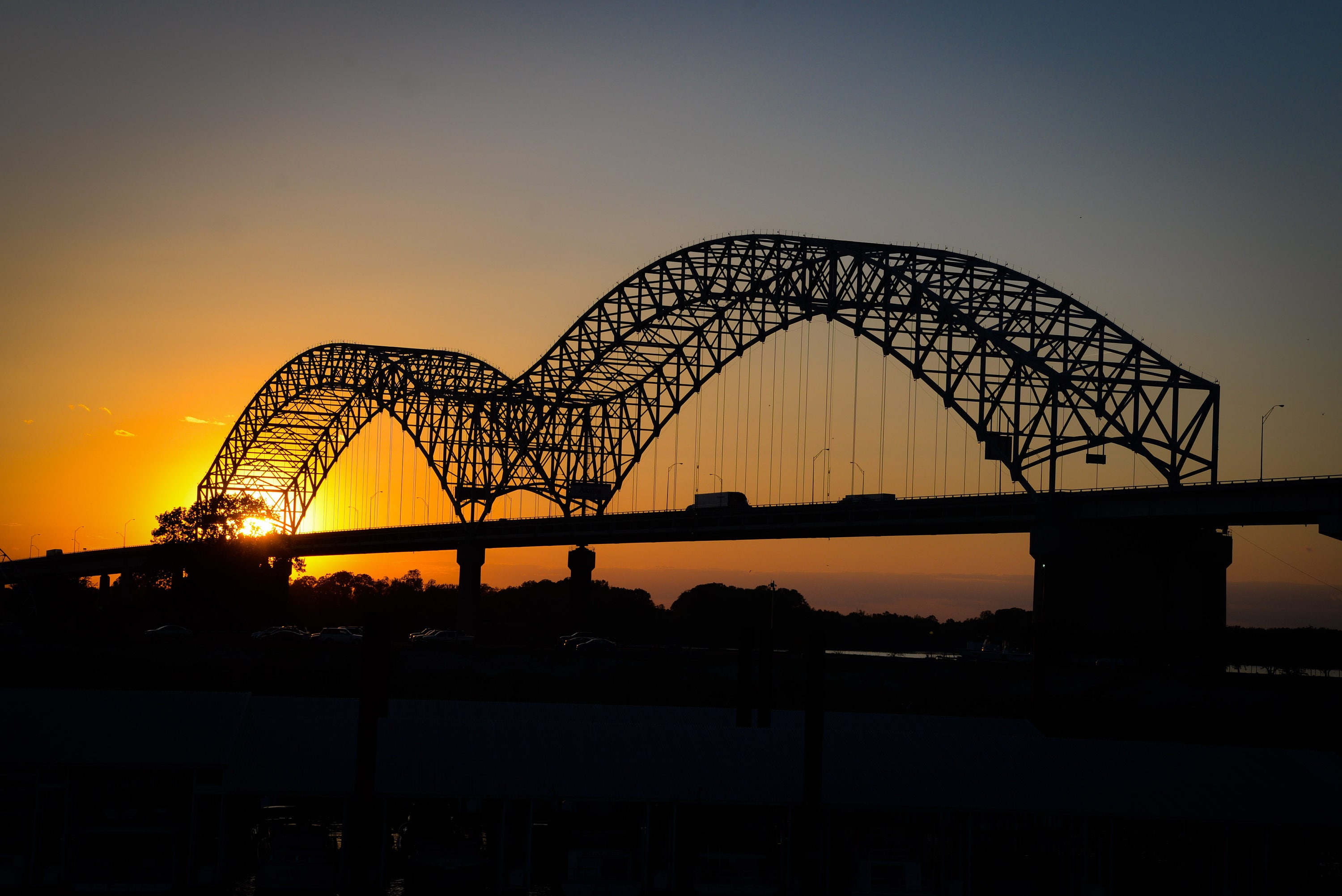 Sunset Hernando De Soto Downtown Memphis TN Bridge - Mississippi ...