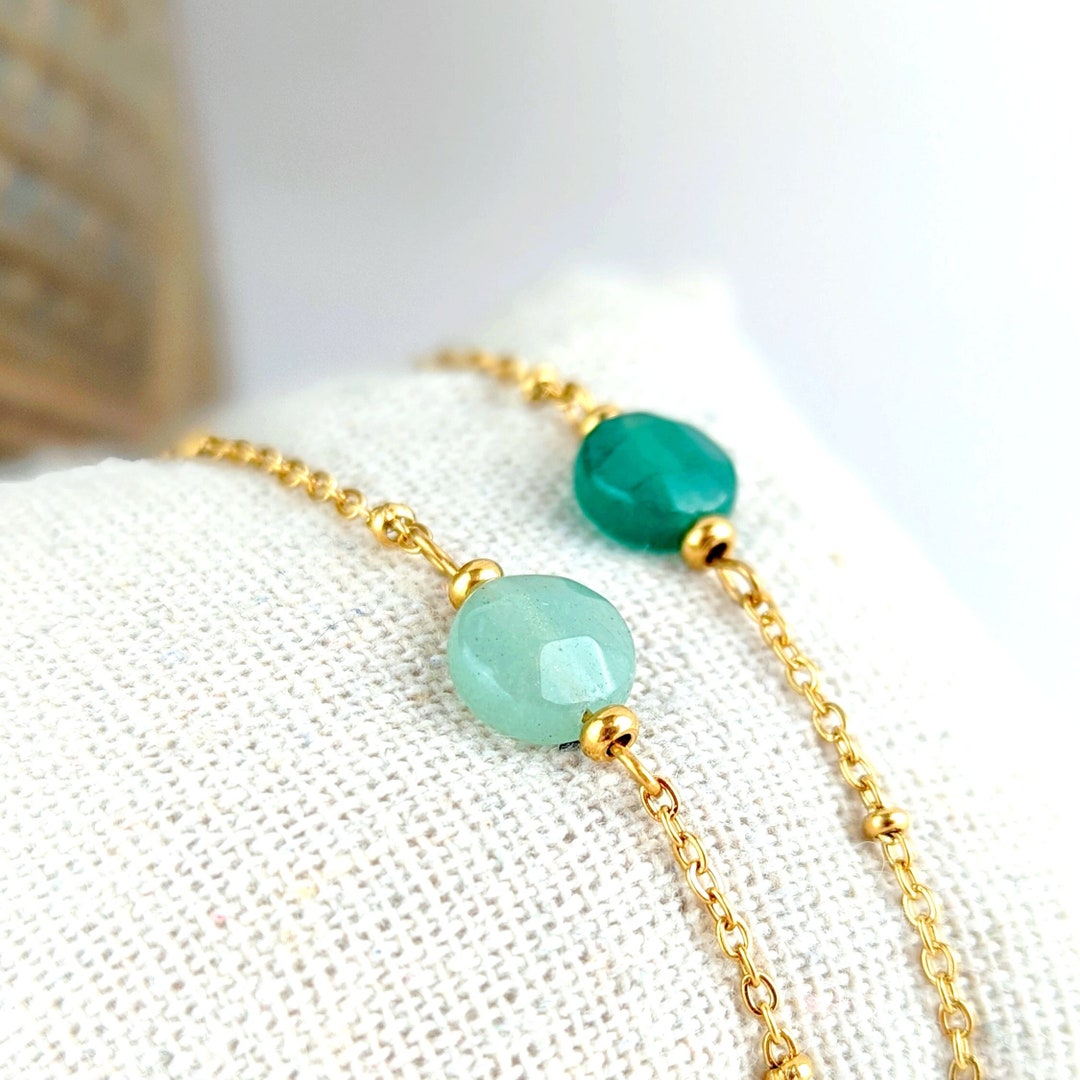 Bracelet femme pierre naturelle, bijou perle aventurine verte, bijoux ...
