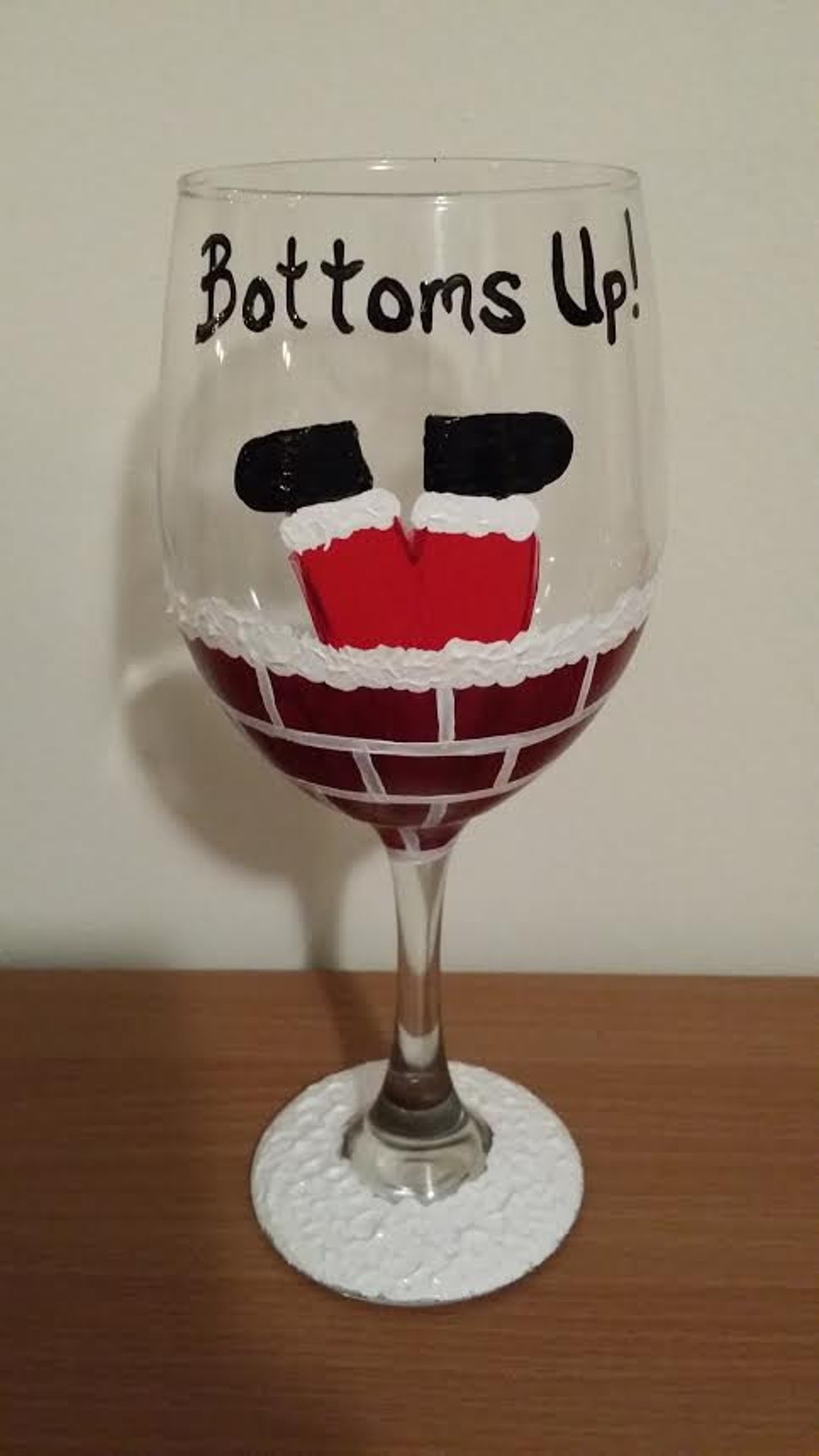 Bottoms Up! Santa Wine Glass - Etsy