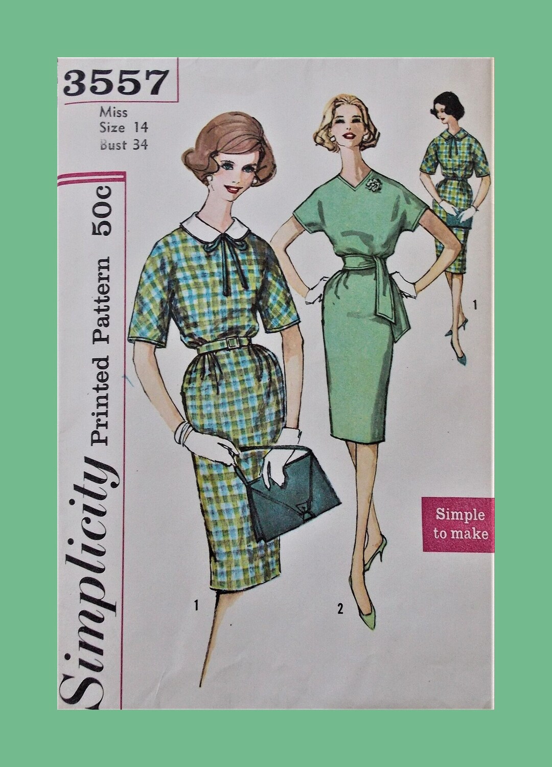 Simplicity Sewing Pattern 3557. Elegant Slim One Piece Dress - Etsy