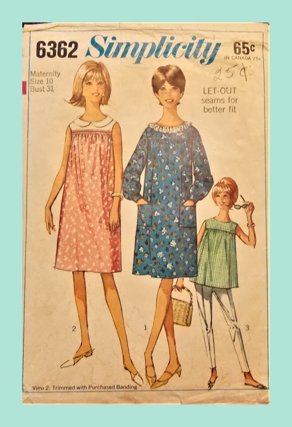 SIMPLICITY Pattern 6362・Vintage 1960s Sewing・Size 16 Maternity Sewing ...