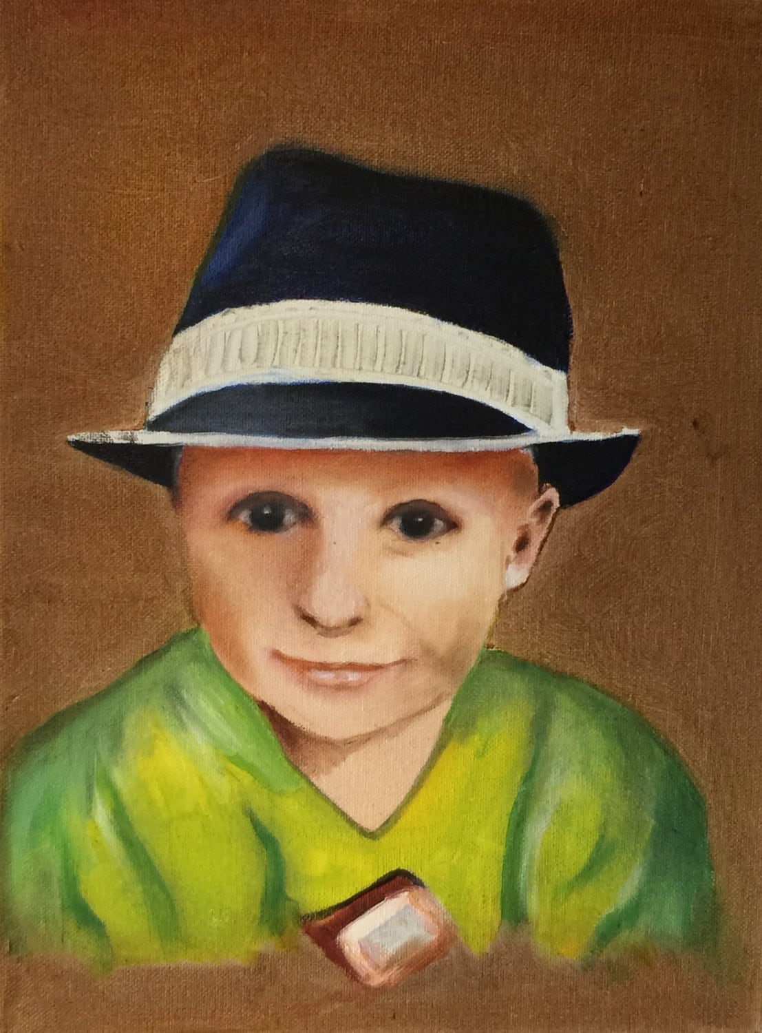 BOY WITH A HAT (60) Handmade Oil Painting 12"x 16" - Etsy