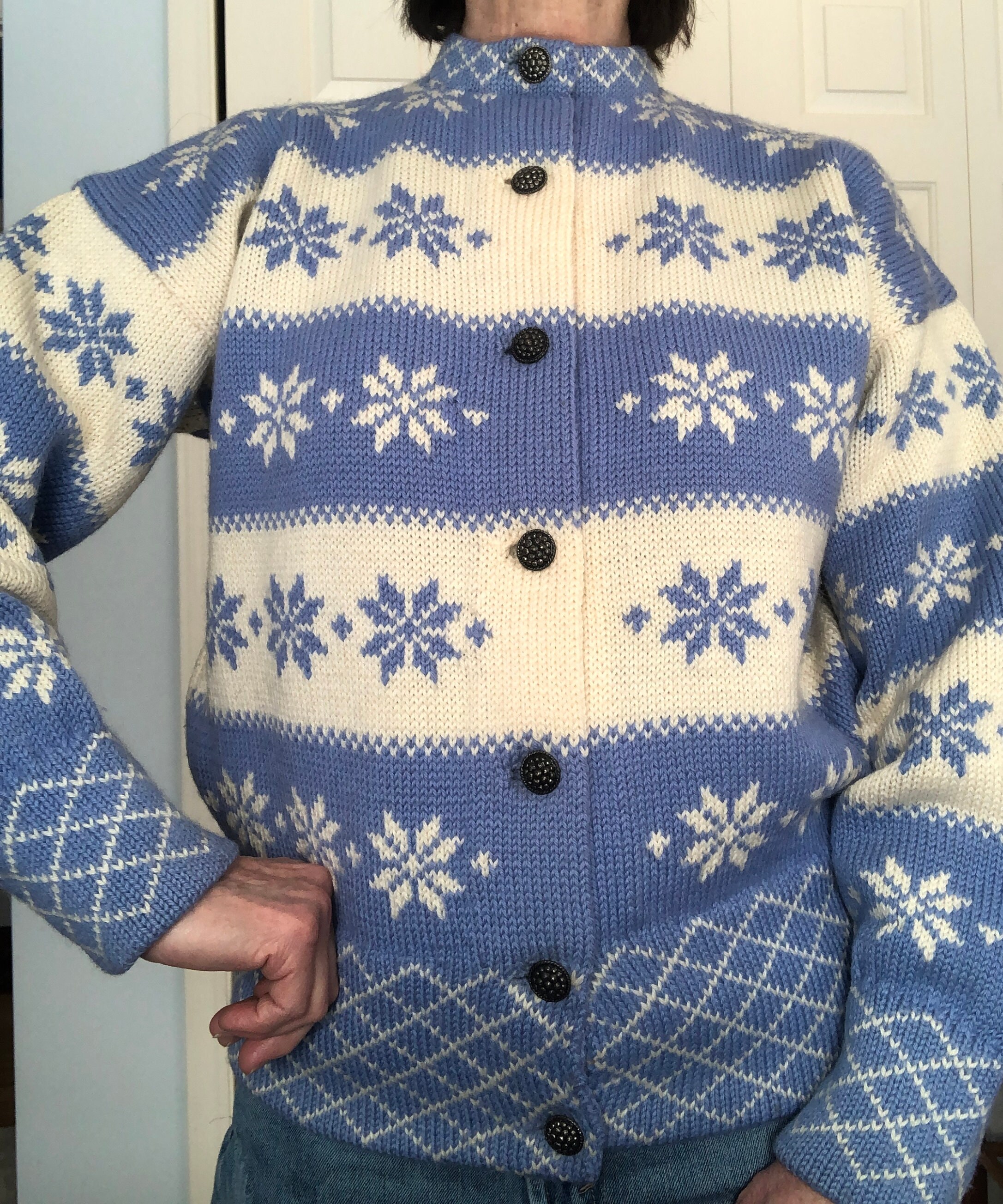 Vintage 60s Nordic Hand-knit Wool Sweater Sz M - Etsy