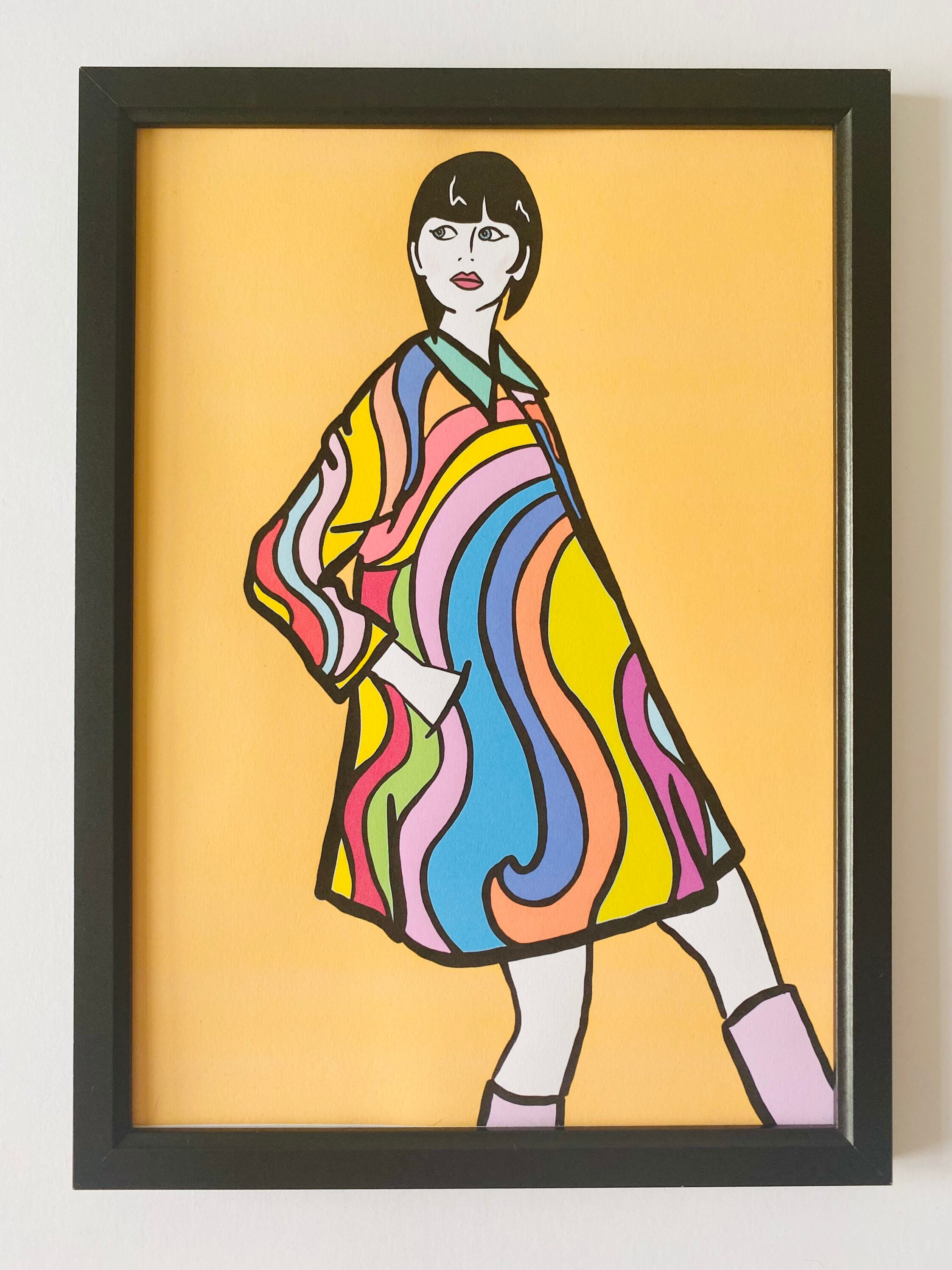 Retro Girl Art Print | Colourful, Stylish, Psychedelic Fashion ...