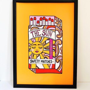 The Sun Match Box Art Print, Retro Sun Art Poster, Vintage Wall Art ...