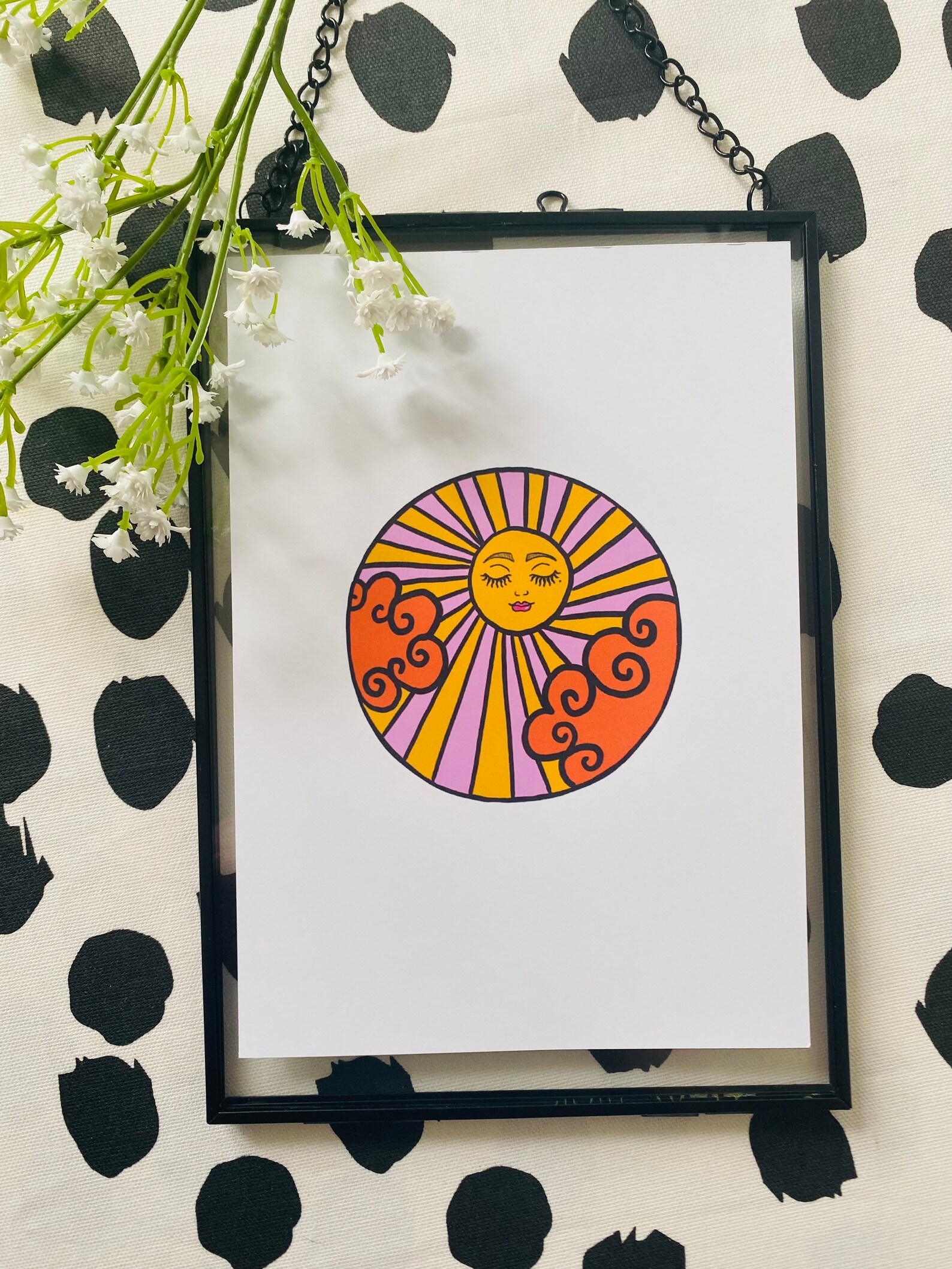 Boho Retro Sun Wall Art | Bright Prints | Sun Wall Art | Retro Decor ...