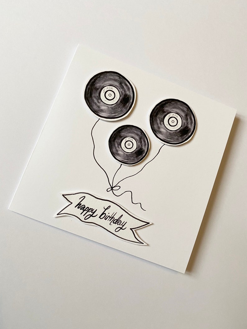 Vinyl Record Birthday Card Music Lover Card DJ Card | Etsy