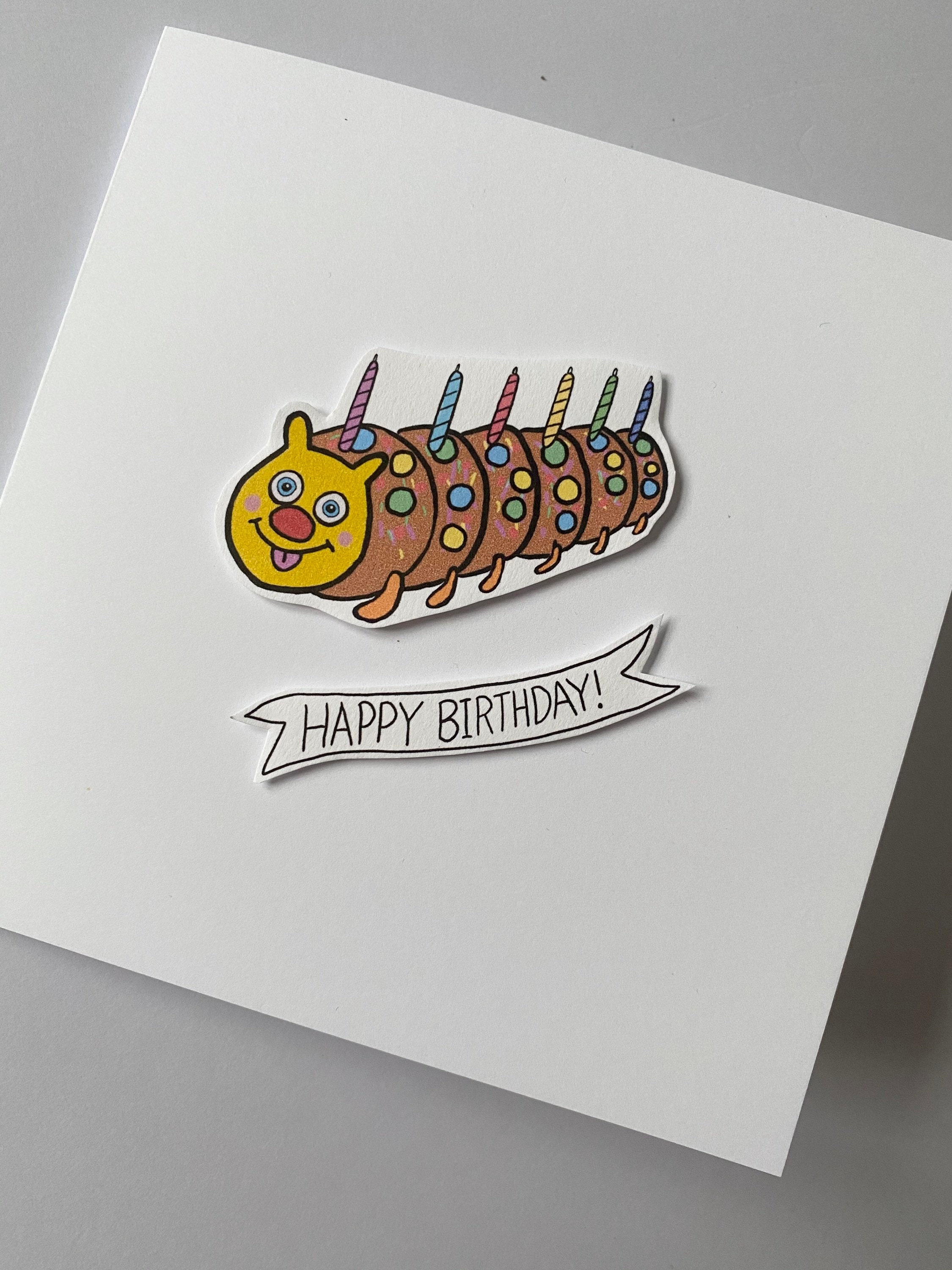 Caterpillar Cake Birthday Card Handmade Caterpillar Card | Etsy UK