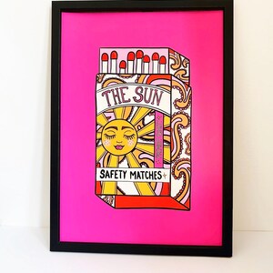 The Sun Match Box Art Print, Retro Sun Art Poster, Vintage Wall Art ...