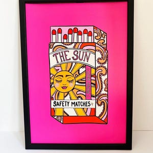 The Sun Match Box Art Print, Retro Sun Art Poster, Vintage Wall Art ...