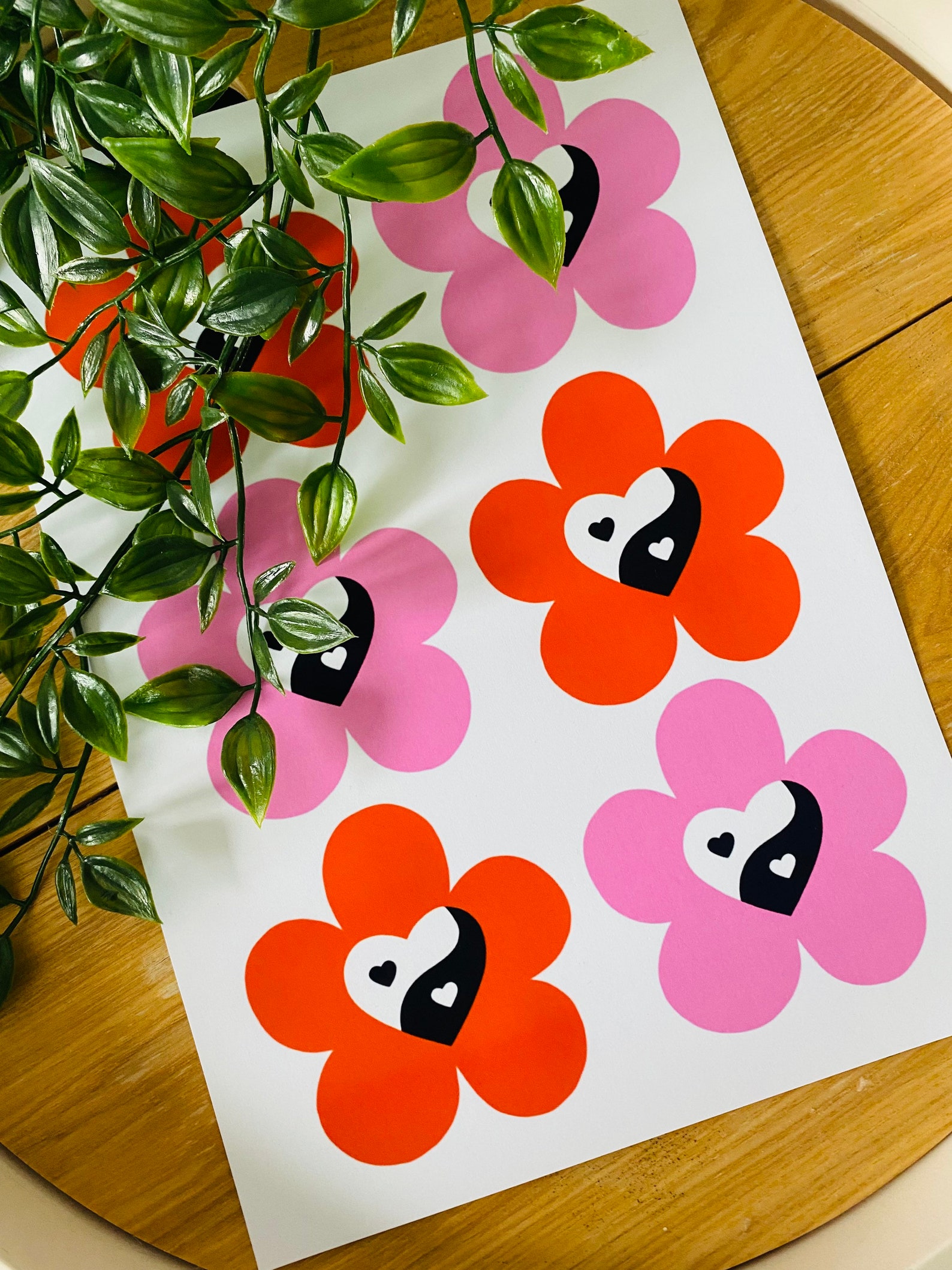 Retro Bright Flower Power Art Print, Colourful, Vintage, Hippie, Retro ...