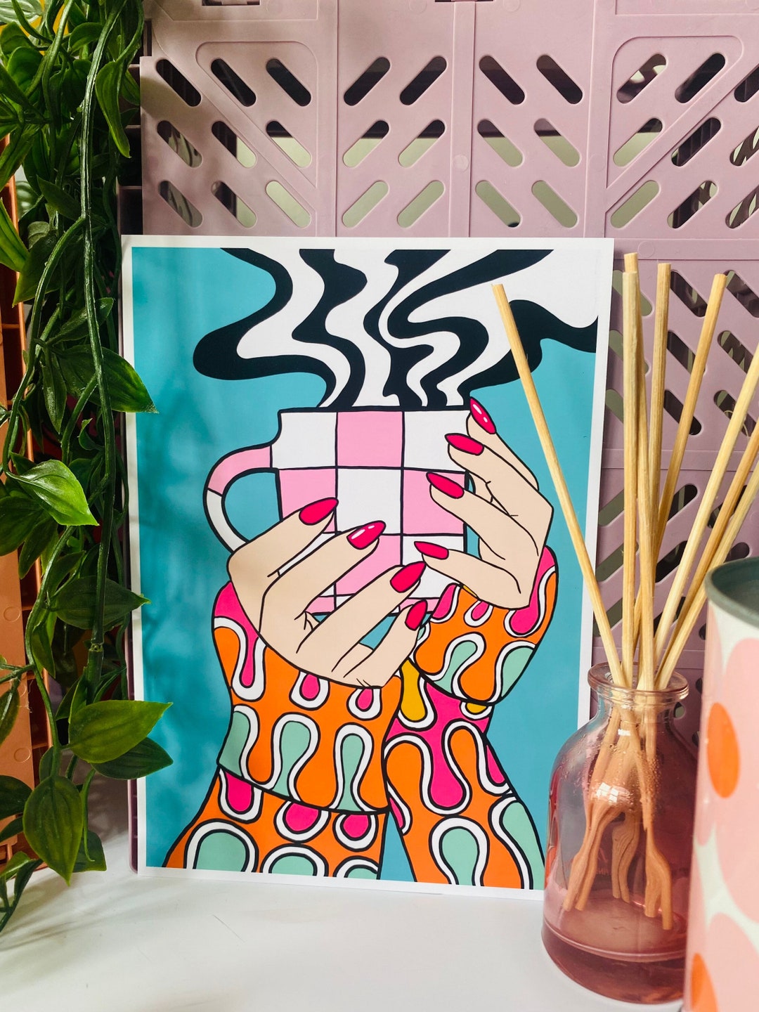 Colourful Coffee Print, Coffee Bar Decor, Coffee Lover Gift, Kitchen ...