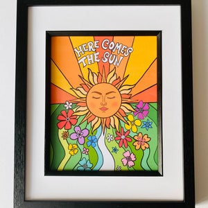 The Beatles Here Comes The Sun Art Print Retro Wall Art | Etsy