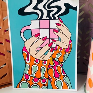 Colourful Coffee Print, Coffee Bar Decor, Coffee Lover Gift, Kitchen ...
