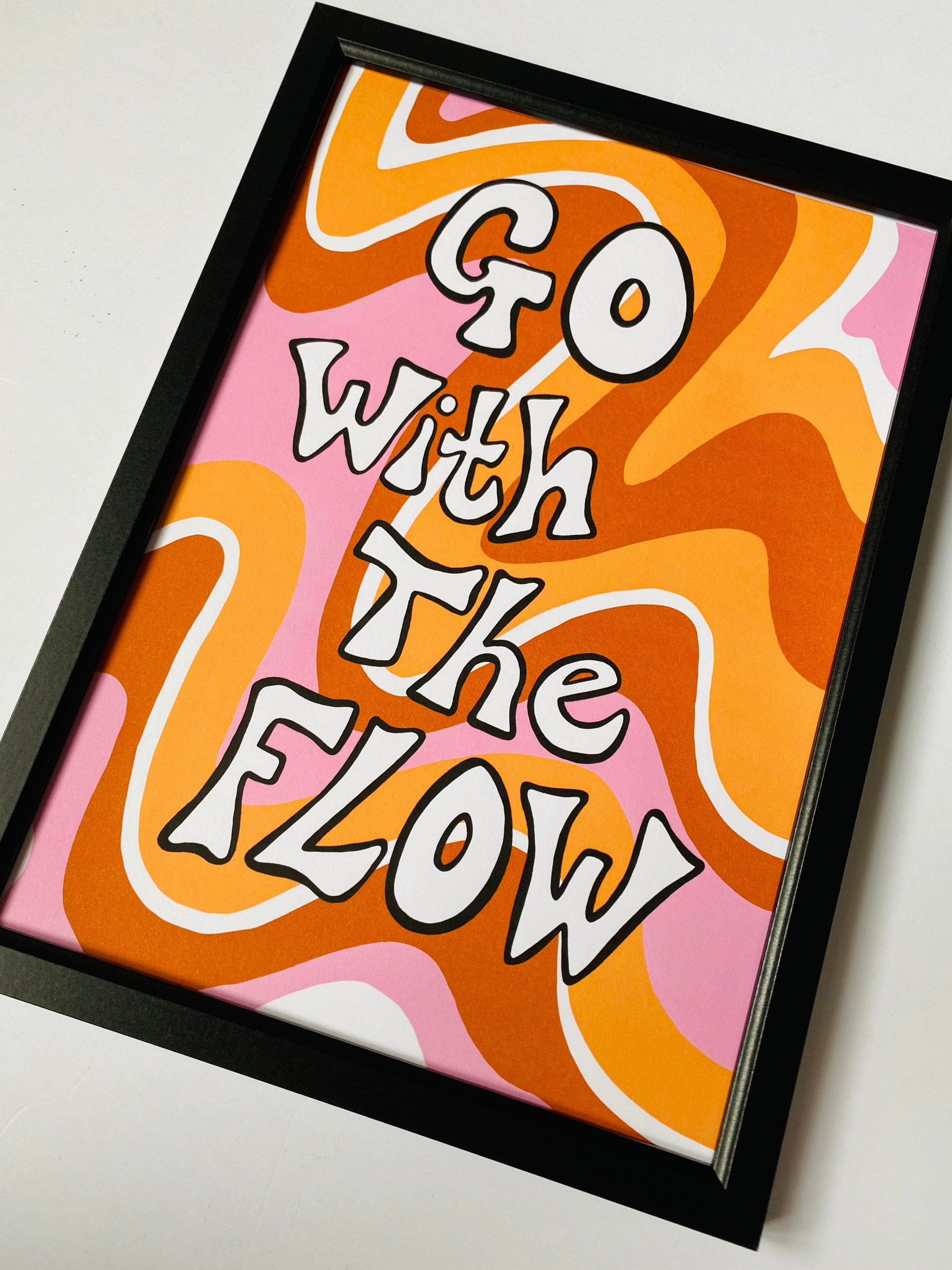 Go With The Flow Retro Inspired Art Print Hippie Indie | Etsy