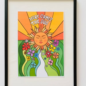 The Beatles Here Comes The Sun Art Print Retro Wall Art | Etsy