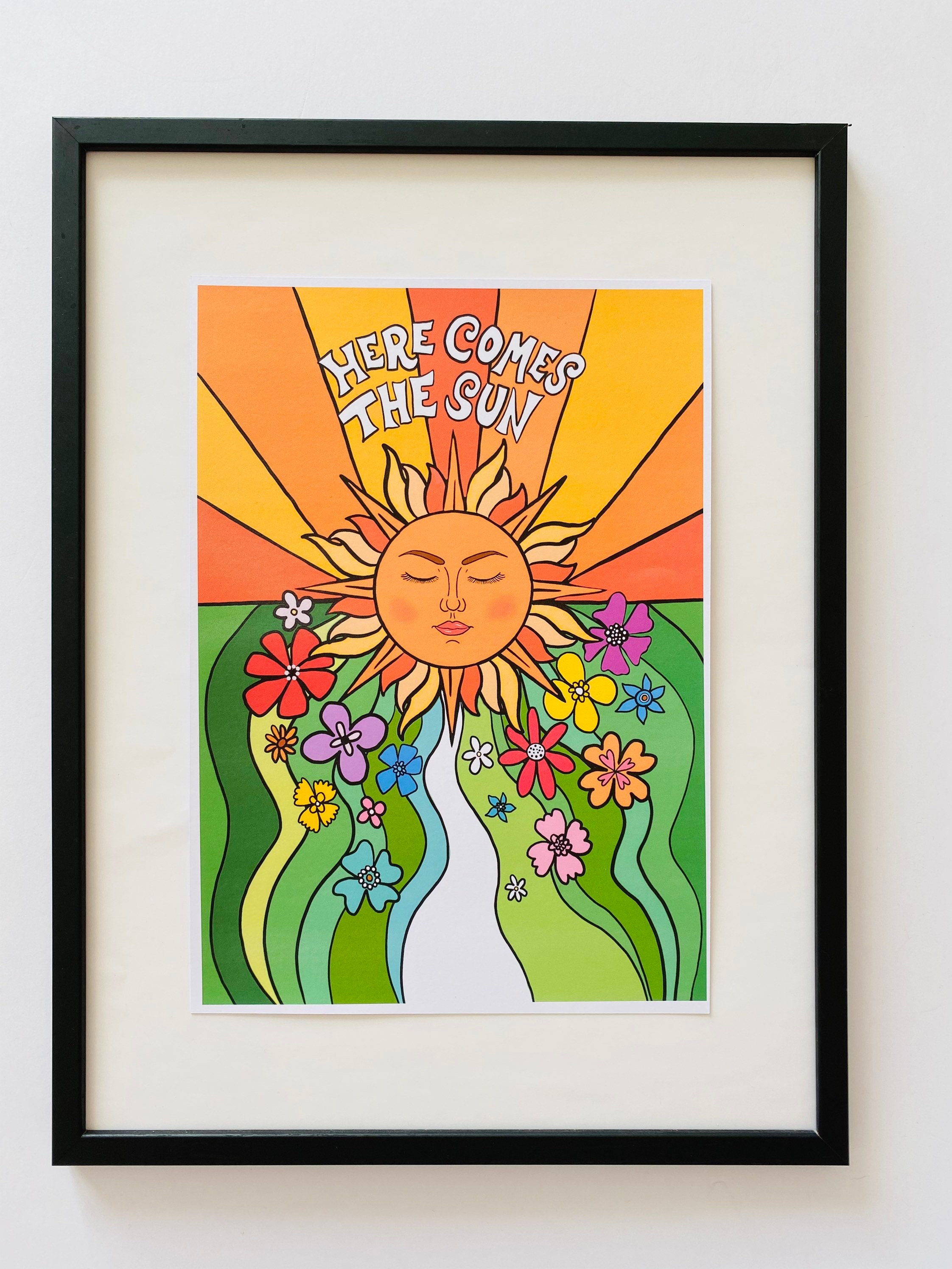 The Beatles Here Comes The Sun Art Print Retro Wall Art | Etsy