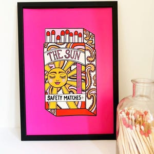 The Sun Match Box Art Print, Retro Sun Art Poster, Vintage Wall Art ...