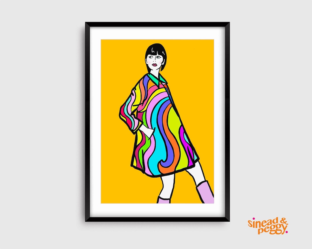 Retro Girl Art Print | Colourful, Stylish, Psychedelic Fashion ...