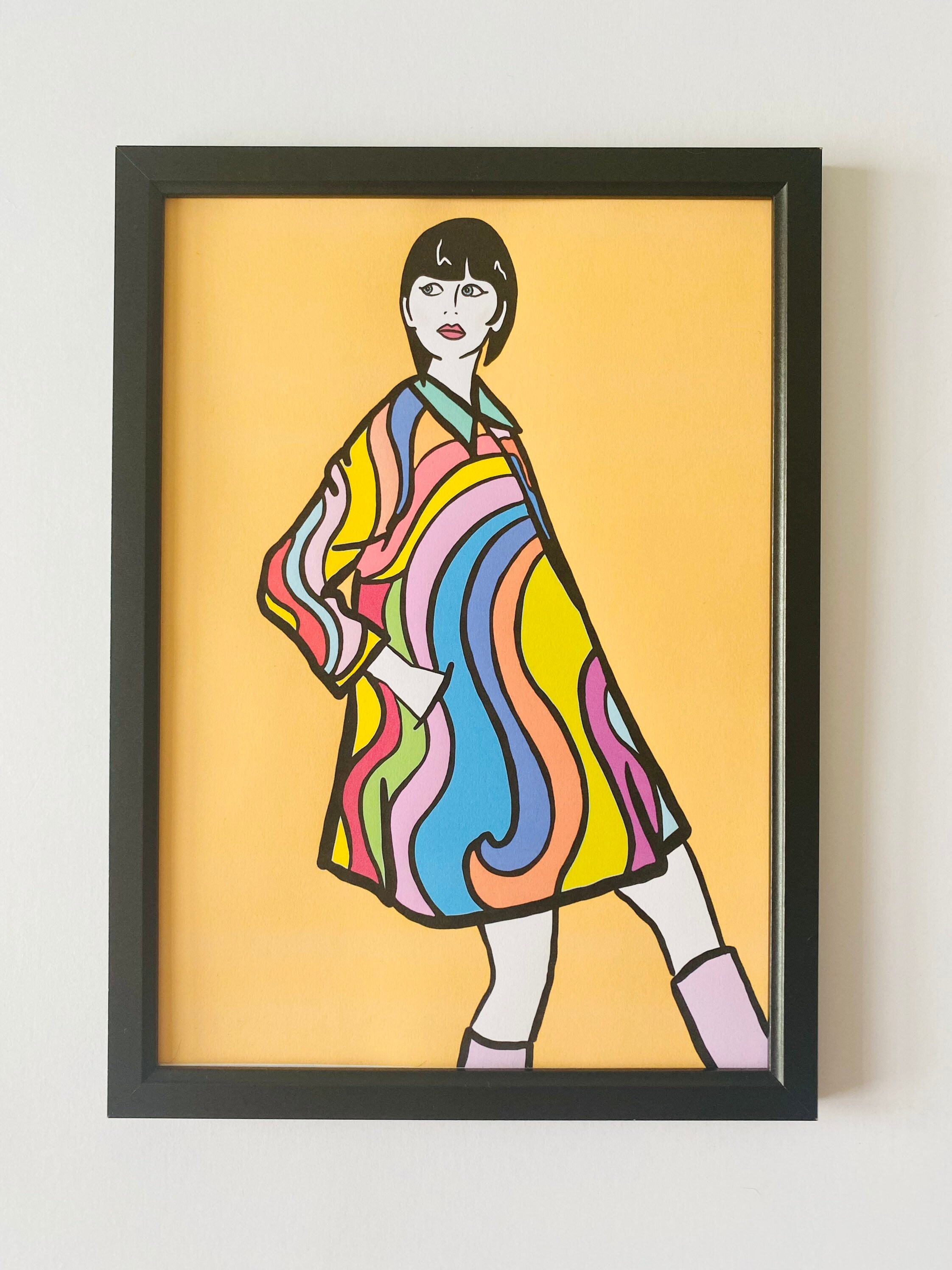 Retro Girl Art Print | Colourful, Stylish, Psychedelic Fashion ...