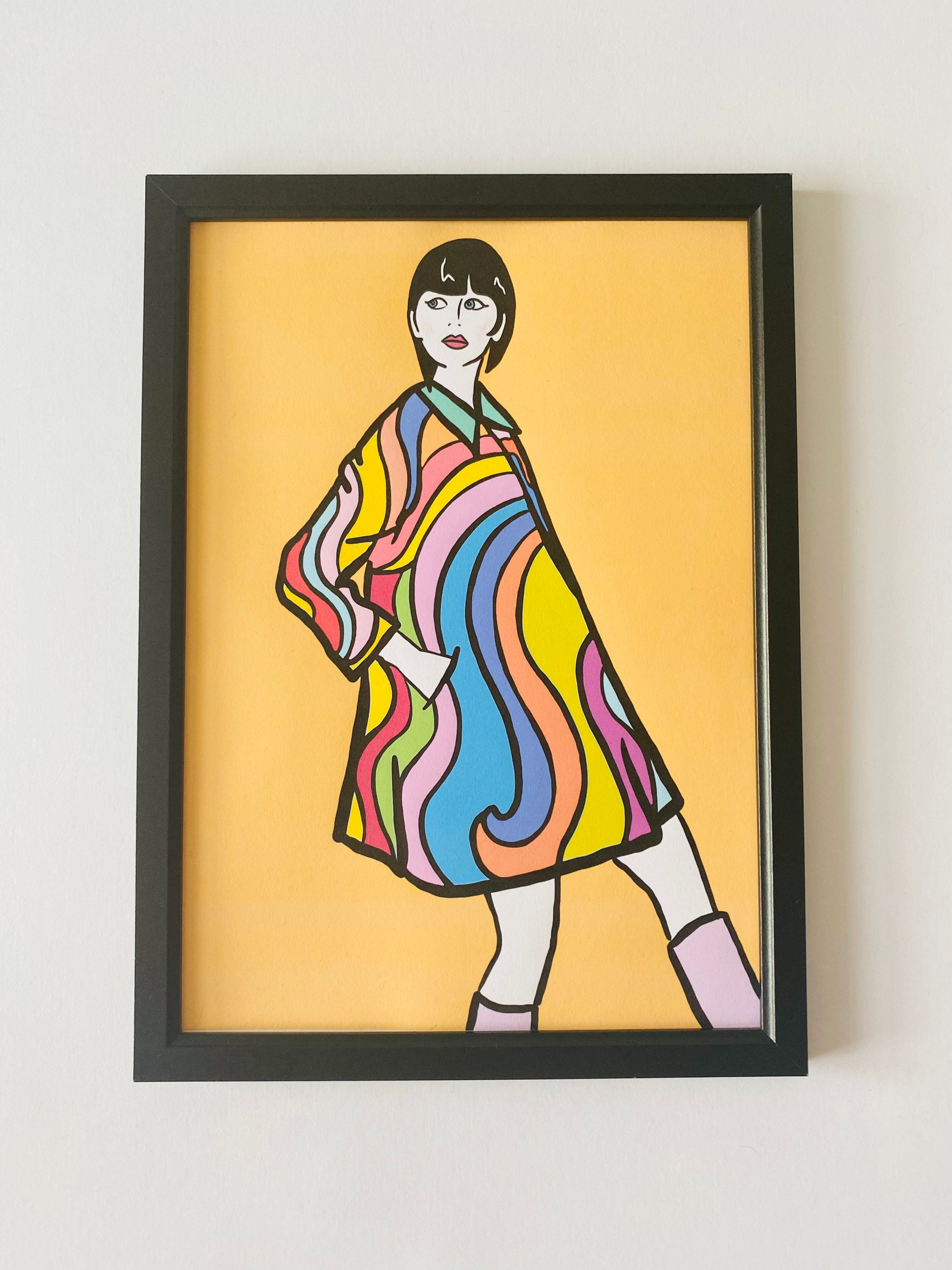 Retro Girl Art Print | Colourful, Stylish, Psychedelic Fashion ...
