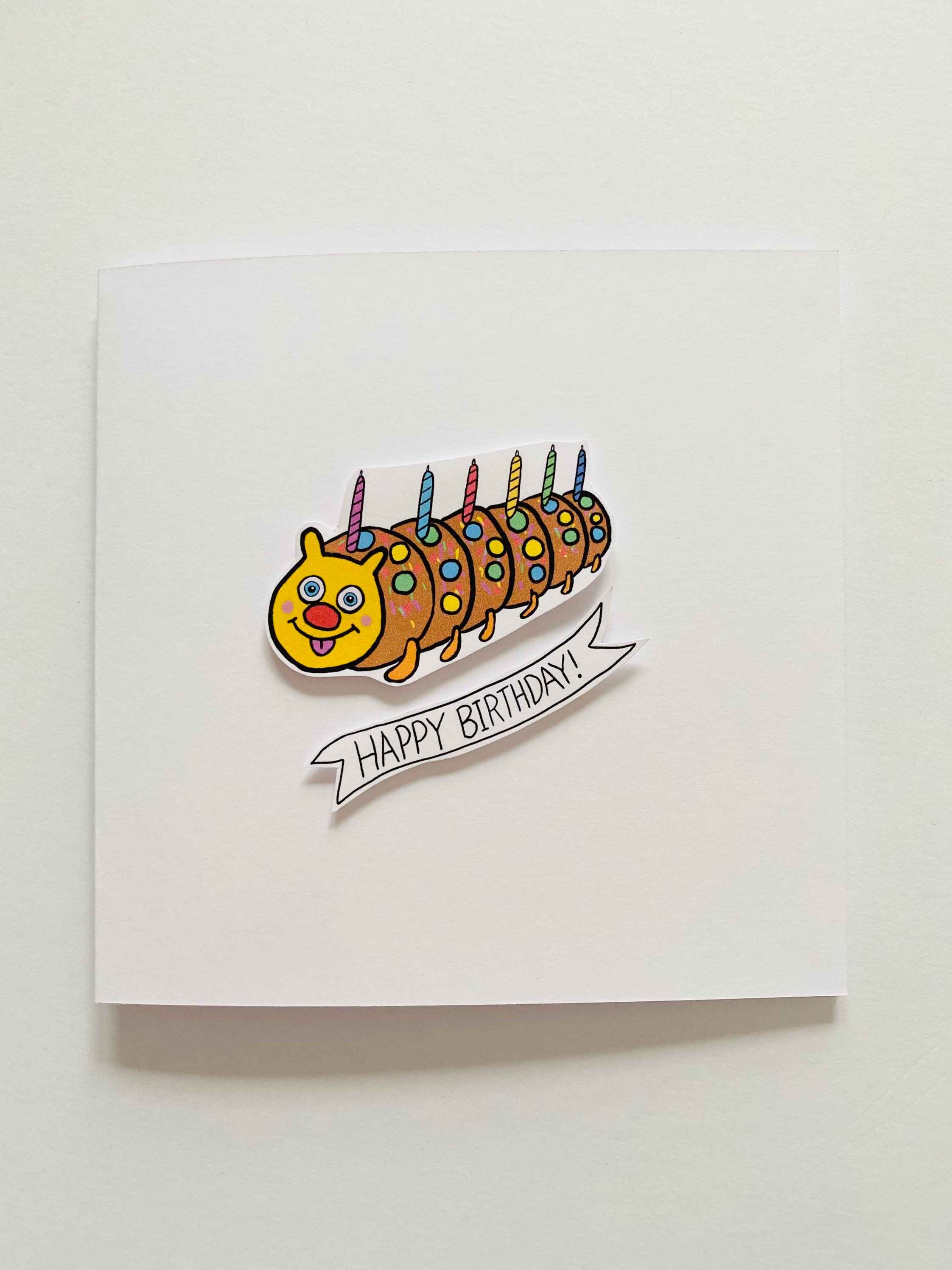 Caterpillar Cake Birthday Card Handmade Caterpillar Card | Etsy UK