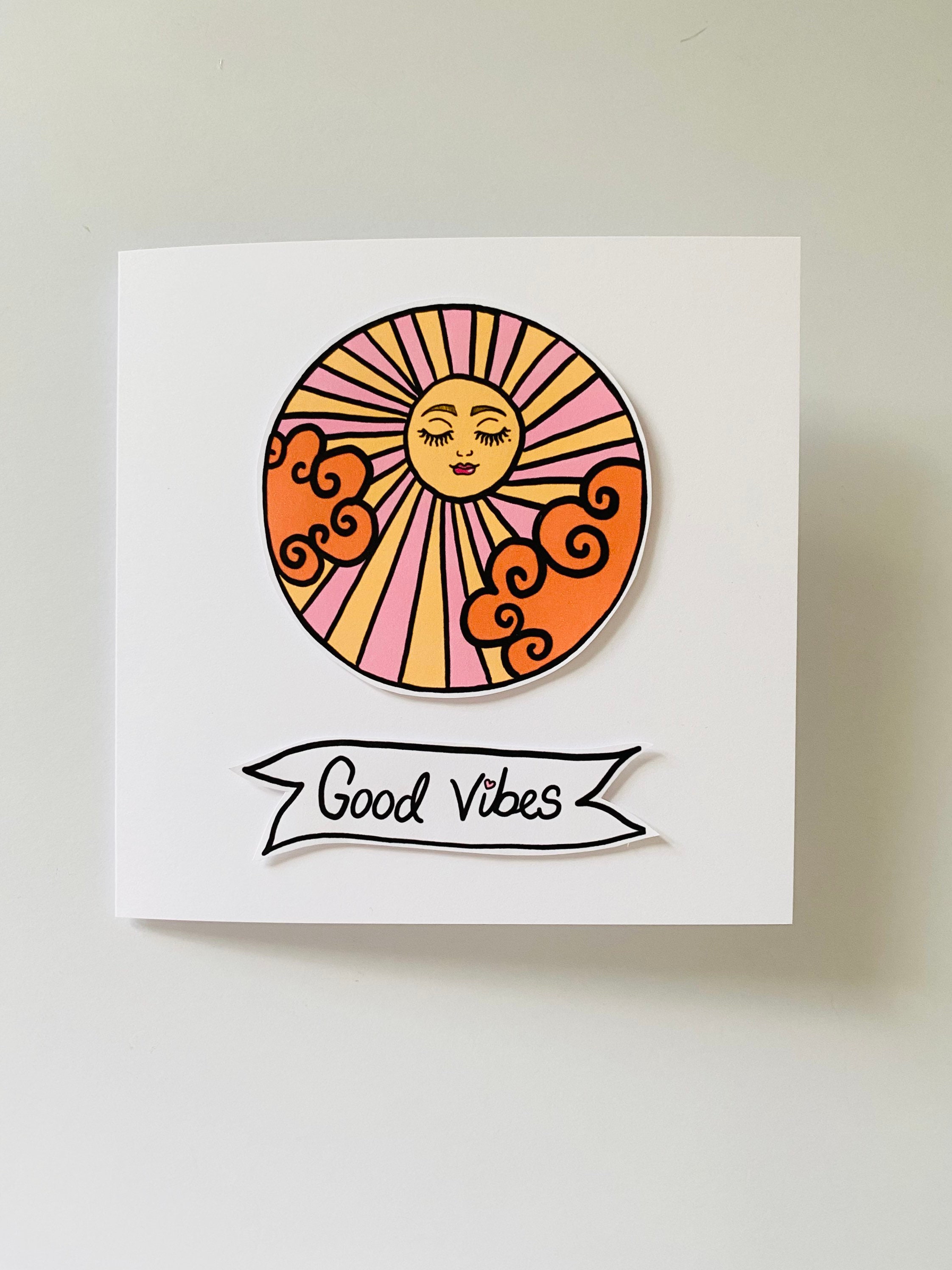 Good Vibes Greetings Card Funky Card Good Luck | Etsy