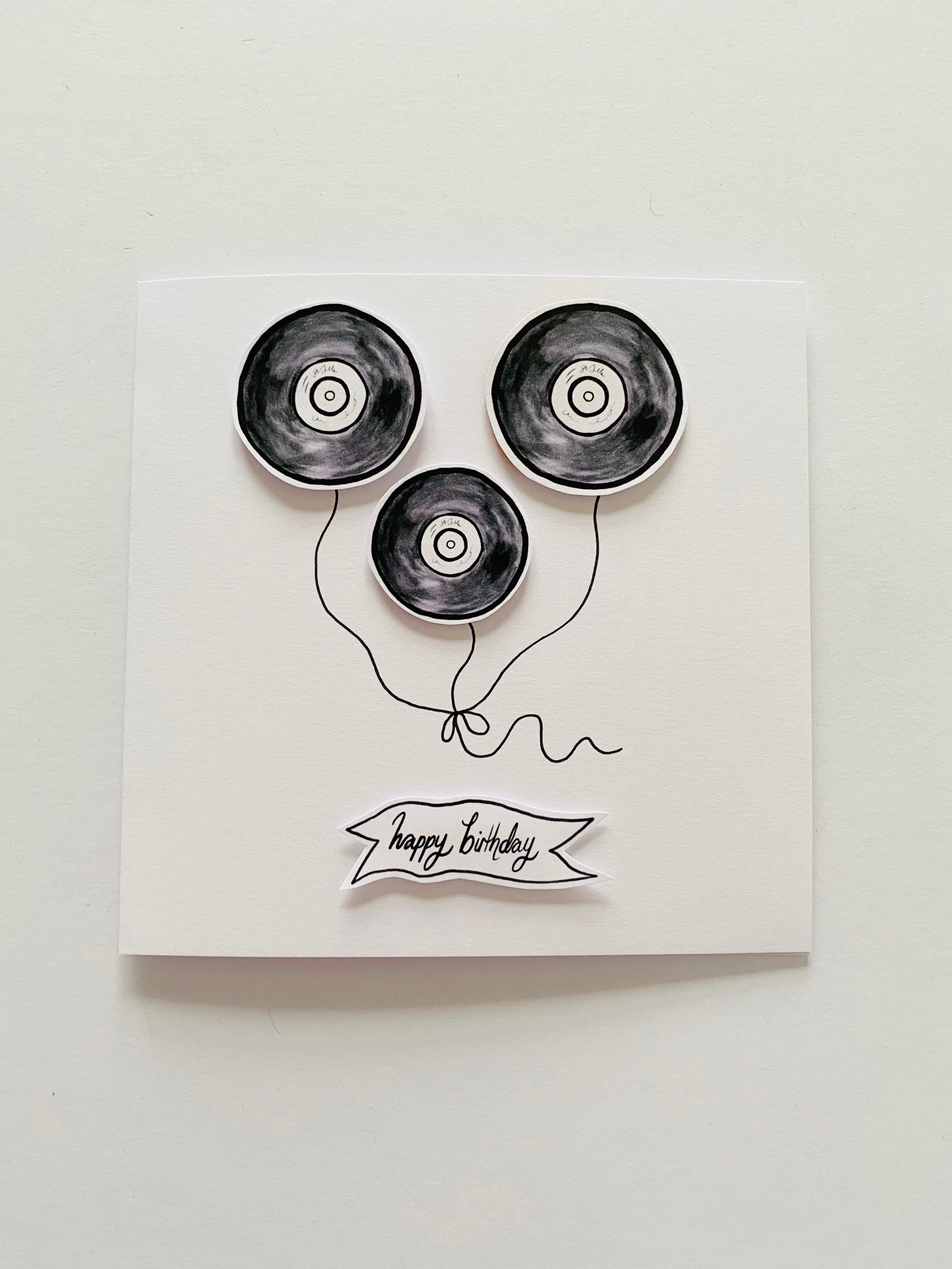 Vinyl Record Birthday Card Music Lover Card DJ Card | Etsy