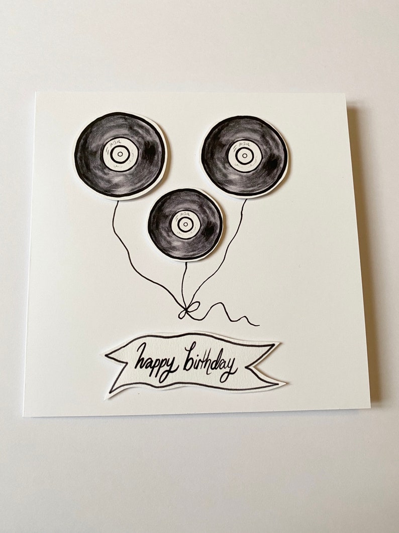 Vinyl Record Birthday Card Music Lover Card DJ Card | Etsy