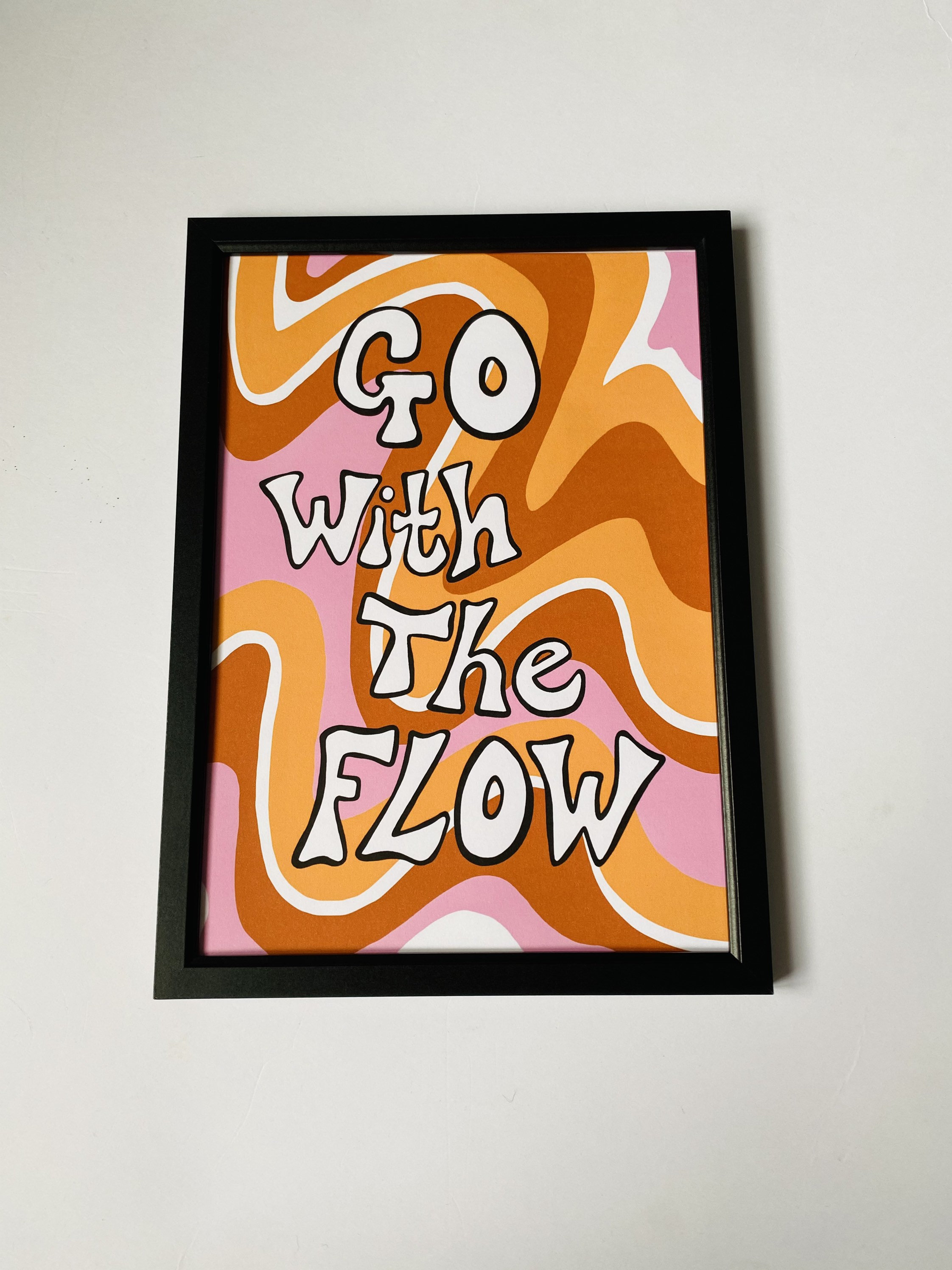 Go With The Flow Retro Inspired Art Print Hippie Indie | Etsy