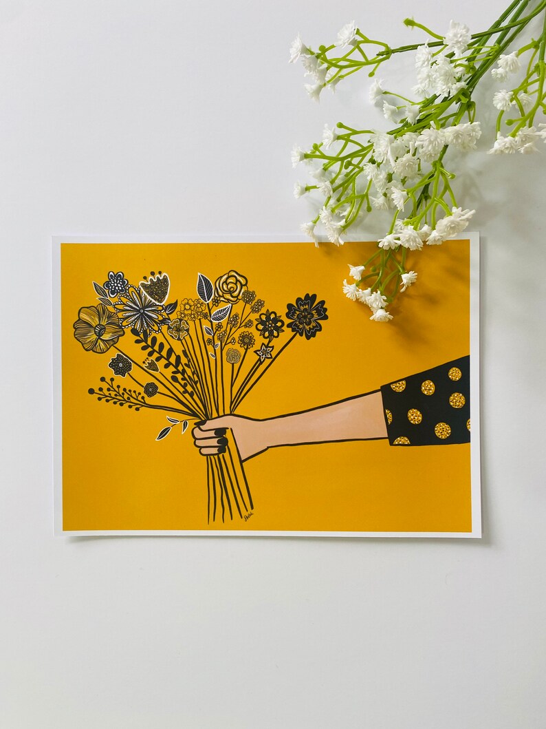 Mustard Yellow Art Print A4 A5 Flower Print Mustard - Etsy