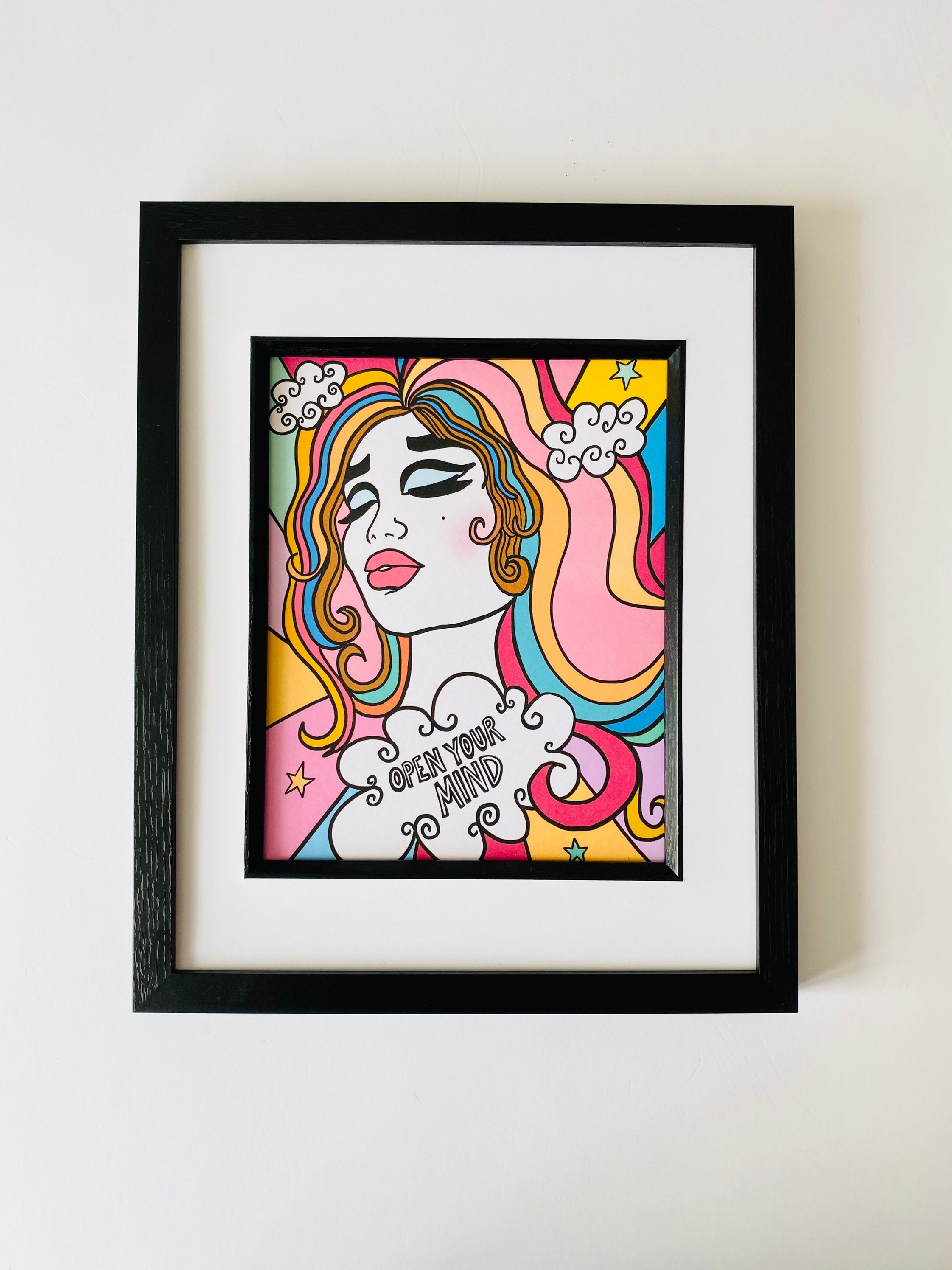 Open Your Mind Funky Psychedelic Art Print Trippy Art | Etsy