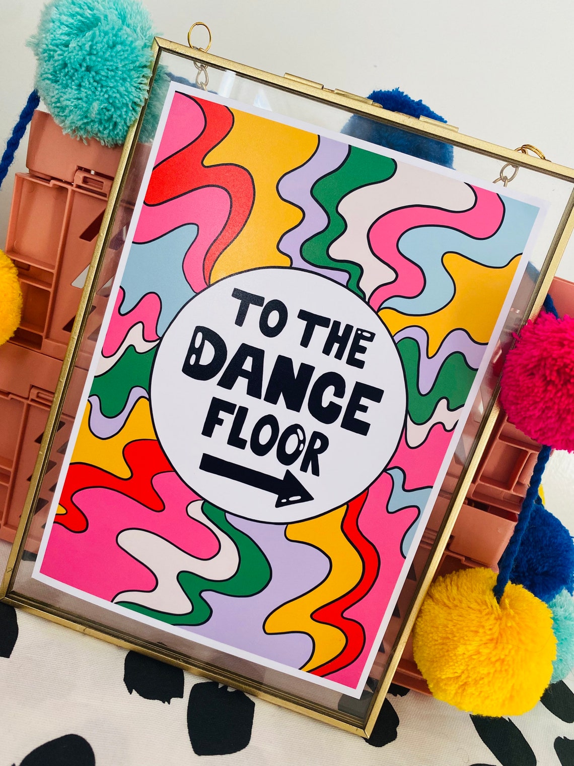To the Dance Floor Funky Art Print Retro 70s Fun Disco - Etsy