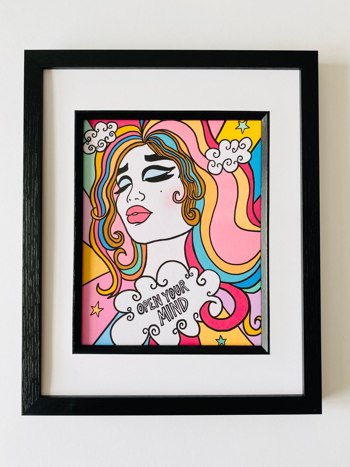 Open Your Mind Funky Psychedelic Art Print Trippy Art | Etsy