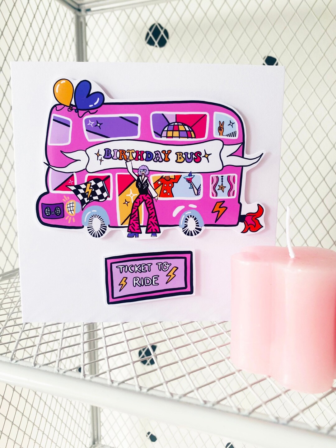 Birthday Bus, Ticket to Ride Birthday Card, Funky Birthday Cards ...