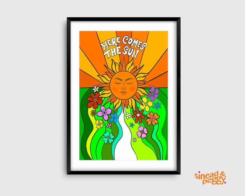 The Beatles Here Comes the Sun Art Print Retro Wall Art - Etsy