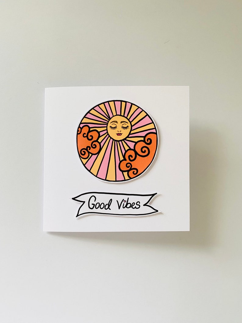 Good Vibes Greetings Card Funky Card Good Luck - Etsy